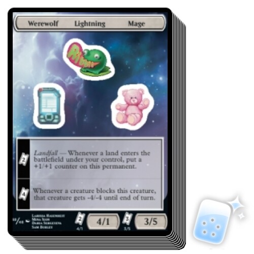 10 pcs WEREWOLF LIGHTNING MAGE STICKER SHEET (48/48) Unfinity Magic MTG ...