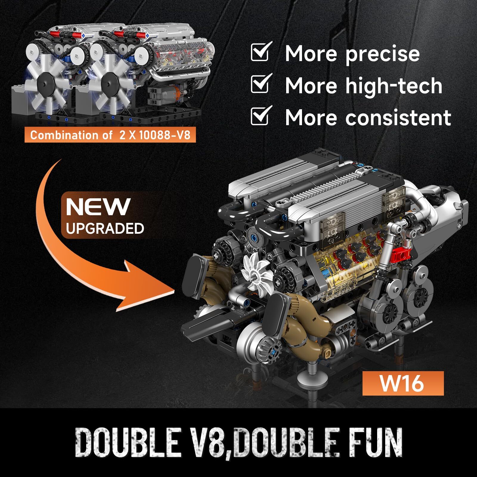 952 PCS Visible W16 Internal Combustion Ohc Engine Motor Working Model ...