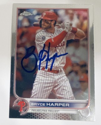 Bryce Harper Topps Chrome Signed Card Autographed On Card Phillies Auto ...