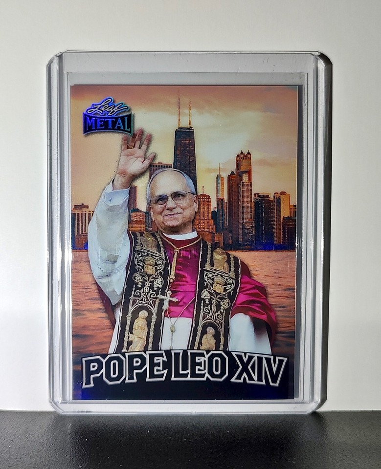 Pope Leo XIV Topps Now & Leaf Metal Cards Set of 5 with Acrylic Display ...