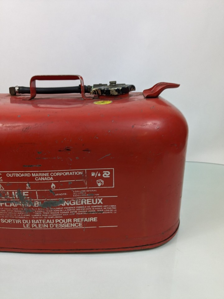 OMC outboard metal GAS FUEL TANK CAN OMC marine johnson evinrude 6 ...