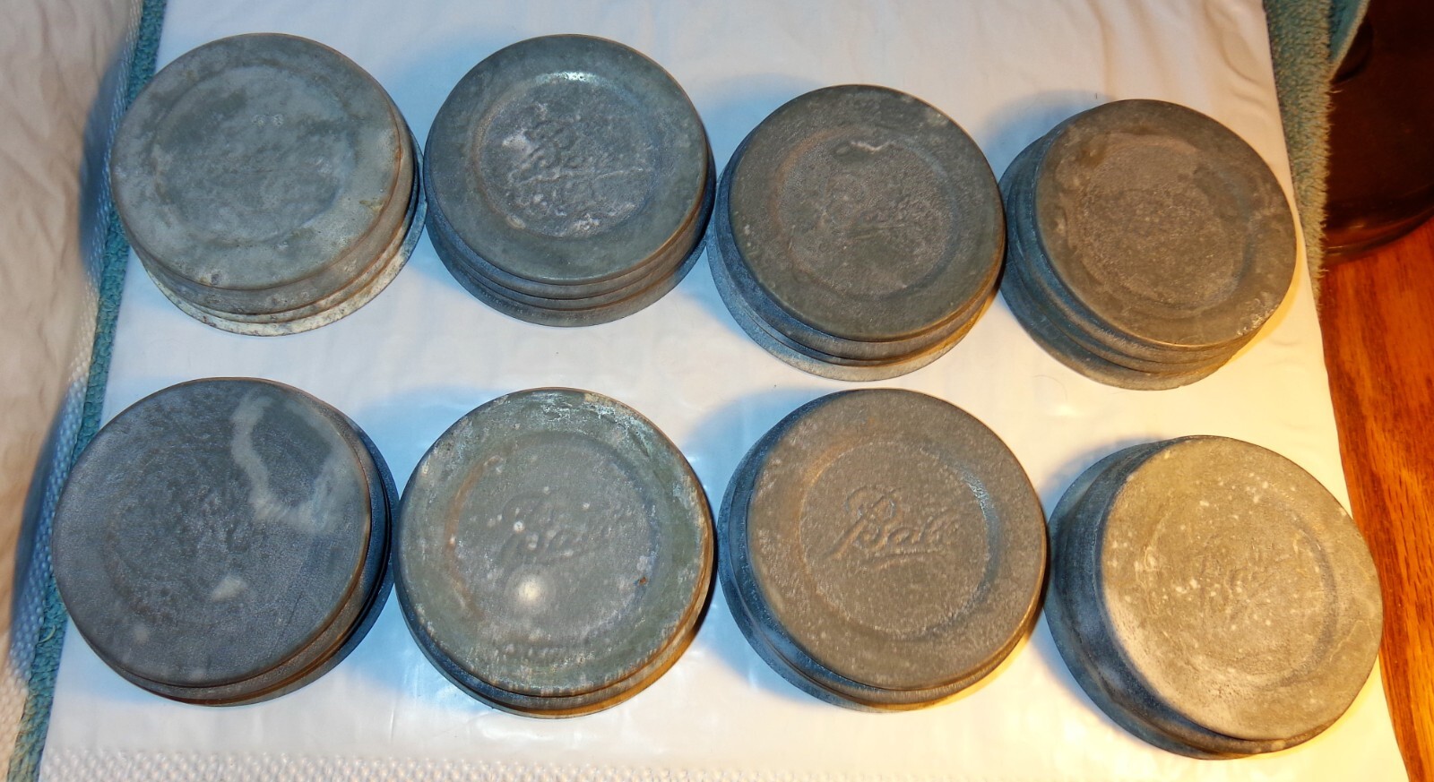 MIXED LOT OF 8 OLD VINTAGE BALL ZINC CANNING JAR METAL CAP LIDS CIRCLES ...