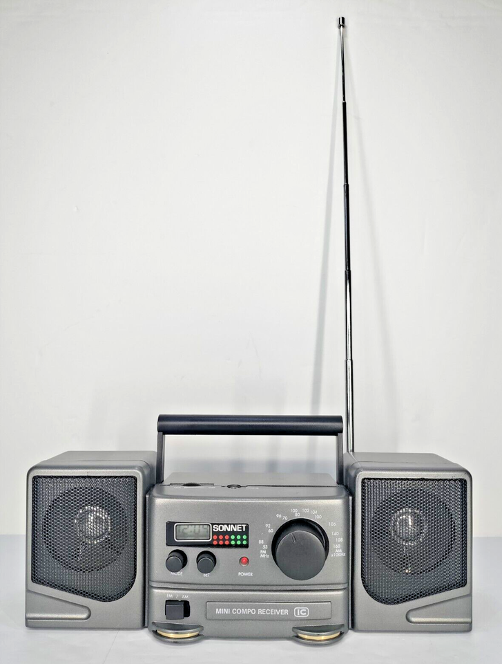 NEW IN BOX 9" Desktop MINI Boombox AM/FM RADIO With DIGITAL CLOCK Black ...