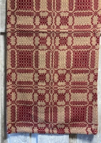 New Primitive Colonial CRANBERRY RED COVERLET TABLE RUNNER Woven Topper ...