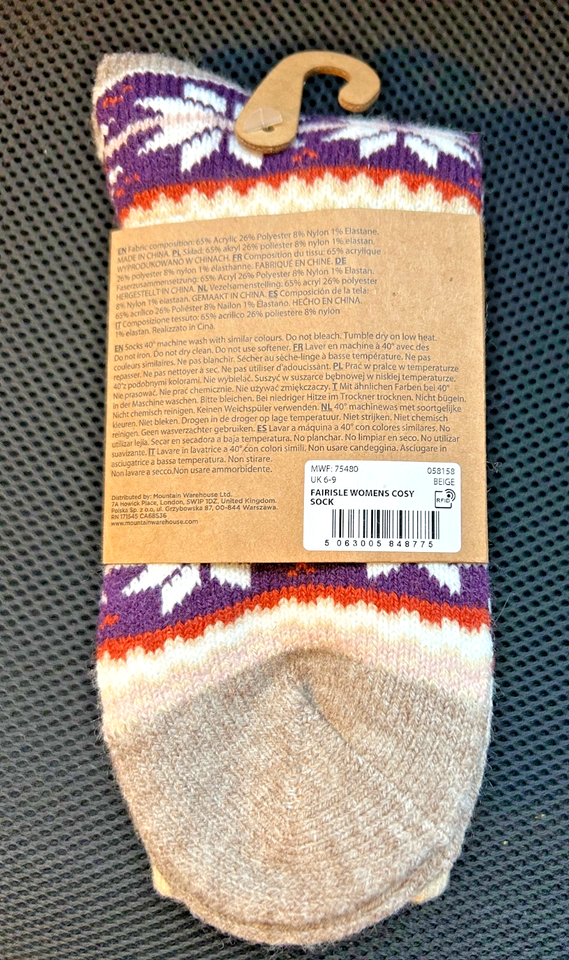 Mountain Warehouse Country to Coast Fairisle womans cosy socks Beige UK ...