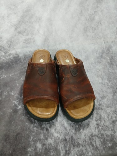 Ariat Sandals Womens 7B Bridgeport Slide Brown Leather Slip On Casual ...