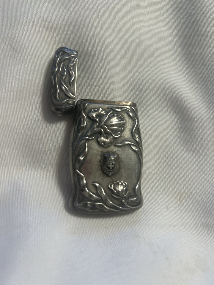 Vintage G (German) SILVER Match Case ORNATE FLORAL DESIGN weighs ...