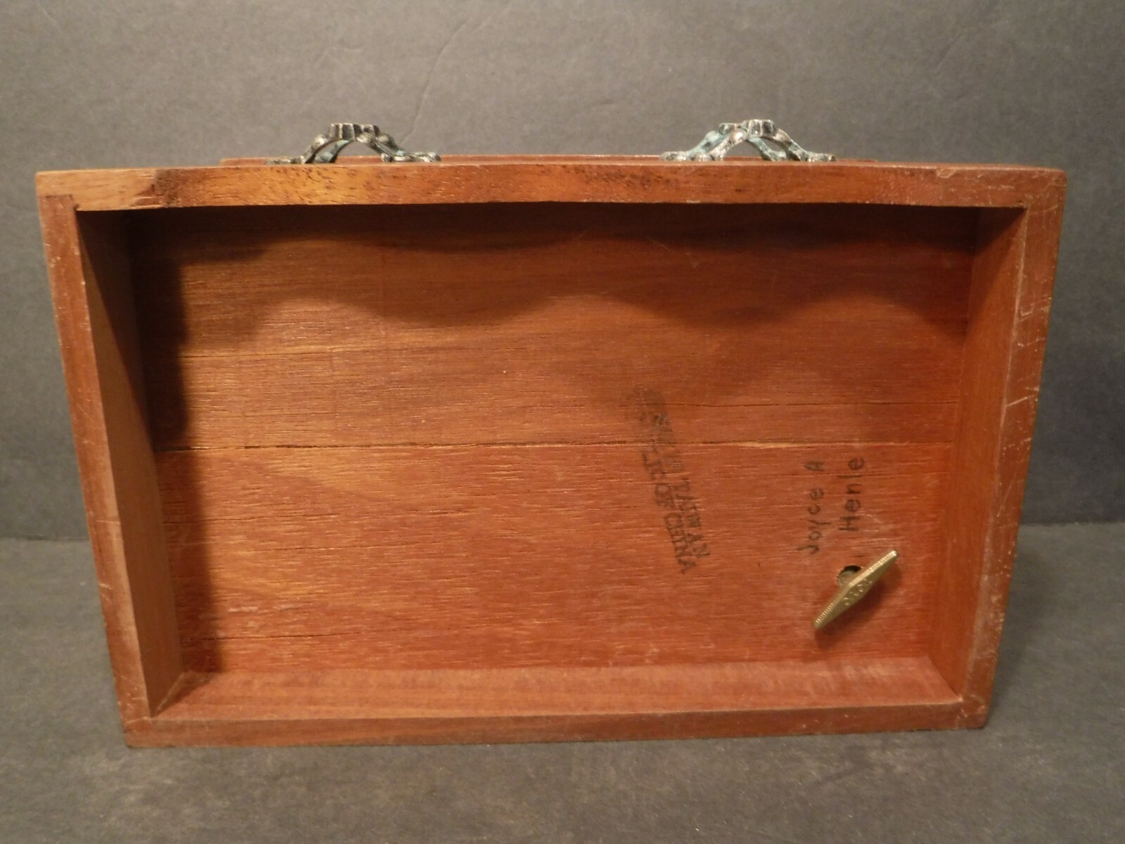 Wooden Flip Top Jewelry / Music Box With Yellow Felt Lined Interior ...