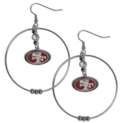NFL San Francisco 49ers Hoop Earrings with Crystal Bead Dangle | eBay