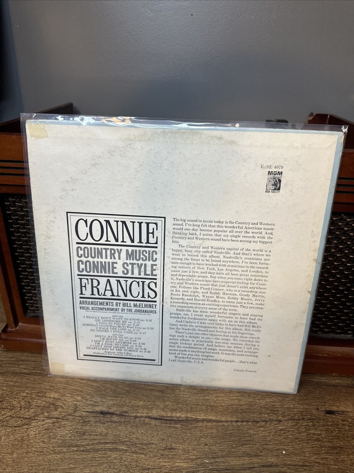 Connie Francis - “Country Music Connie Style” 1962 MGM SE 4079 Stereo ...