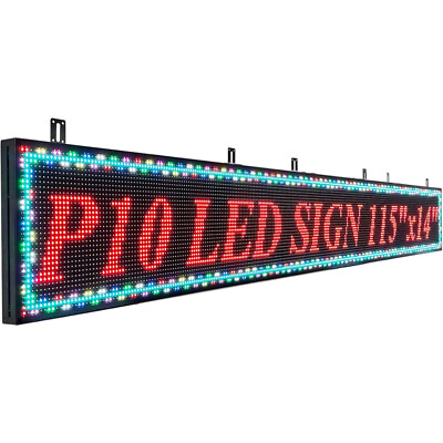 P10 Led Sign 115"X14" HD LED Digital Display Sign Custom Banner Outdoor ...