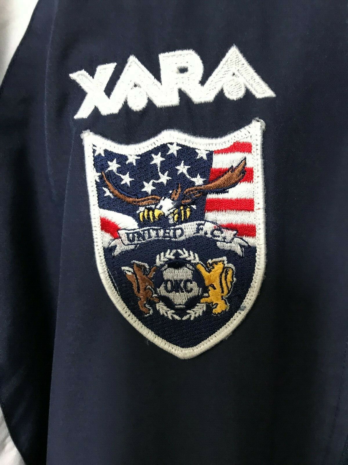 XARA L Blue & White UNITED F.C. Manchester Embroidered Eagle Soccer ...