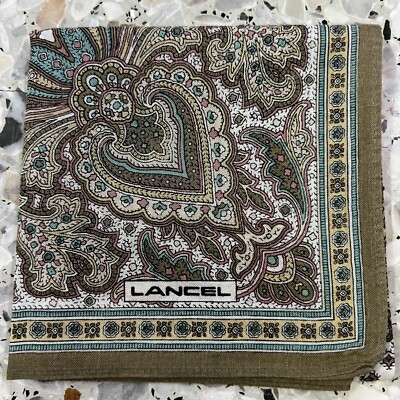 MAN HANDKERCHIEF VTG CLASSIC PAISLEYS BEIGE COTTON POCKET ART SQUARE 17” #JP189 | eBay