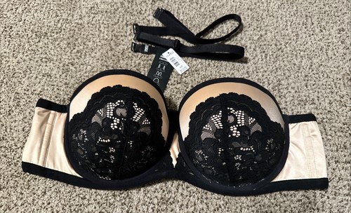 Torrid Curve Push Up Strapless Convertible Underwire Bra Nude Black 42C ...