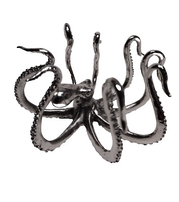 Octopus Pewter Finish Shelf Decor Nautical Statue Iron Metal Design 5 x ...