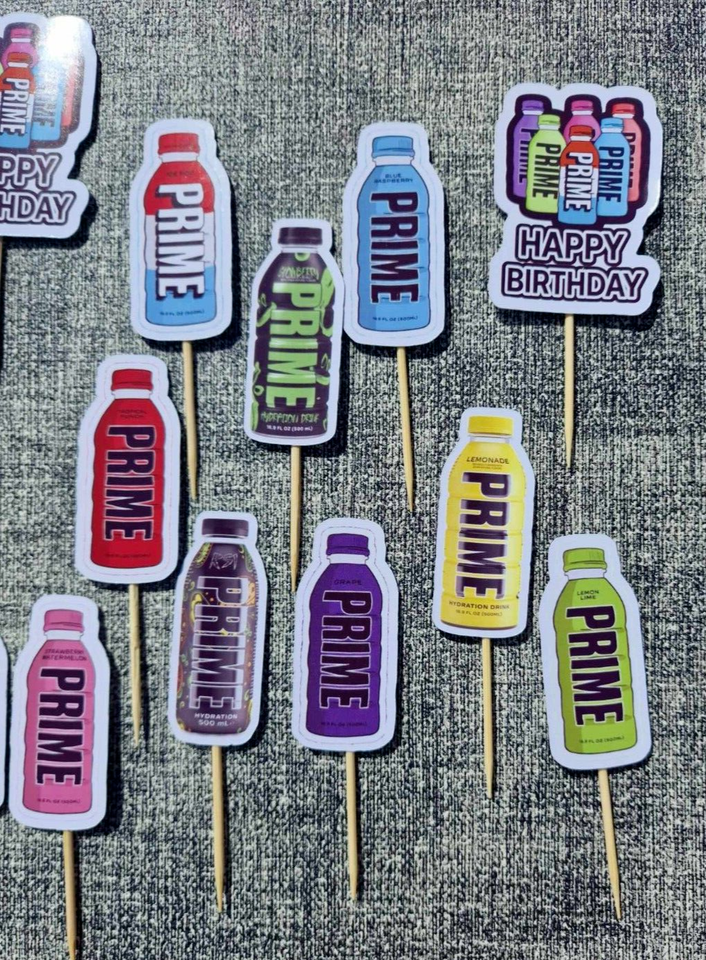 Prime Drinks Cupcake Toppers x 21 Cake Toppers Prime Birthday ...