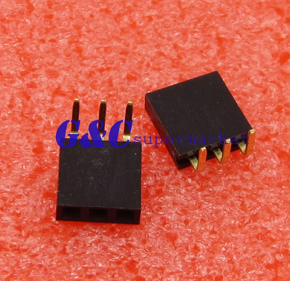 50pcs 2.54mm pitch 1x3Pin Header Right Angle Female Single Row Socket ...