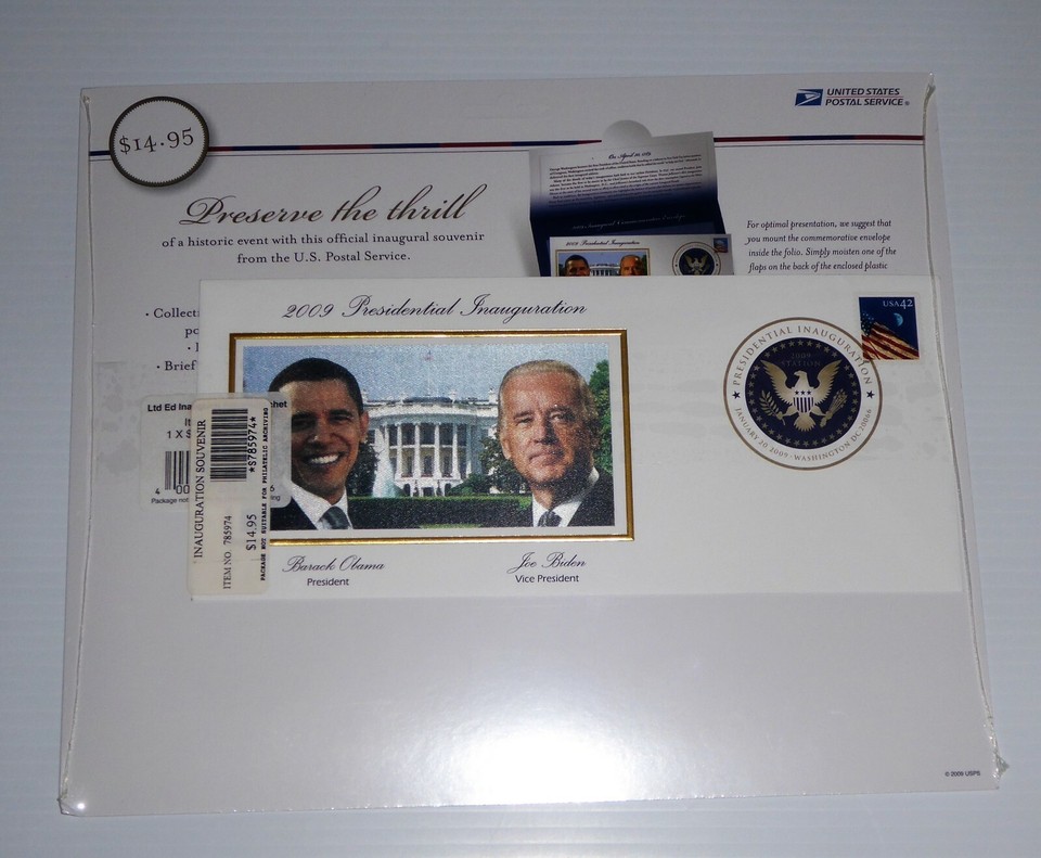 USPS 2009 Inauguration Day Souvenir Folio, Cachet, Sealed. Obama, Biden ...