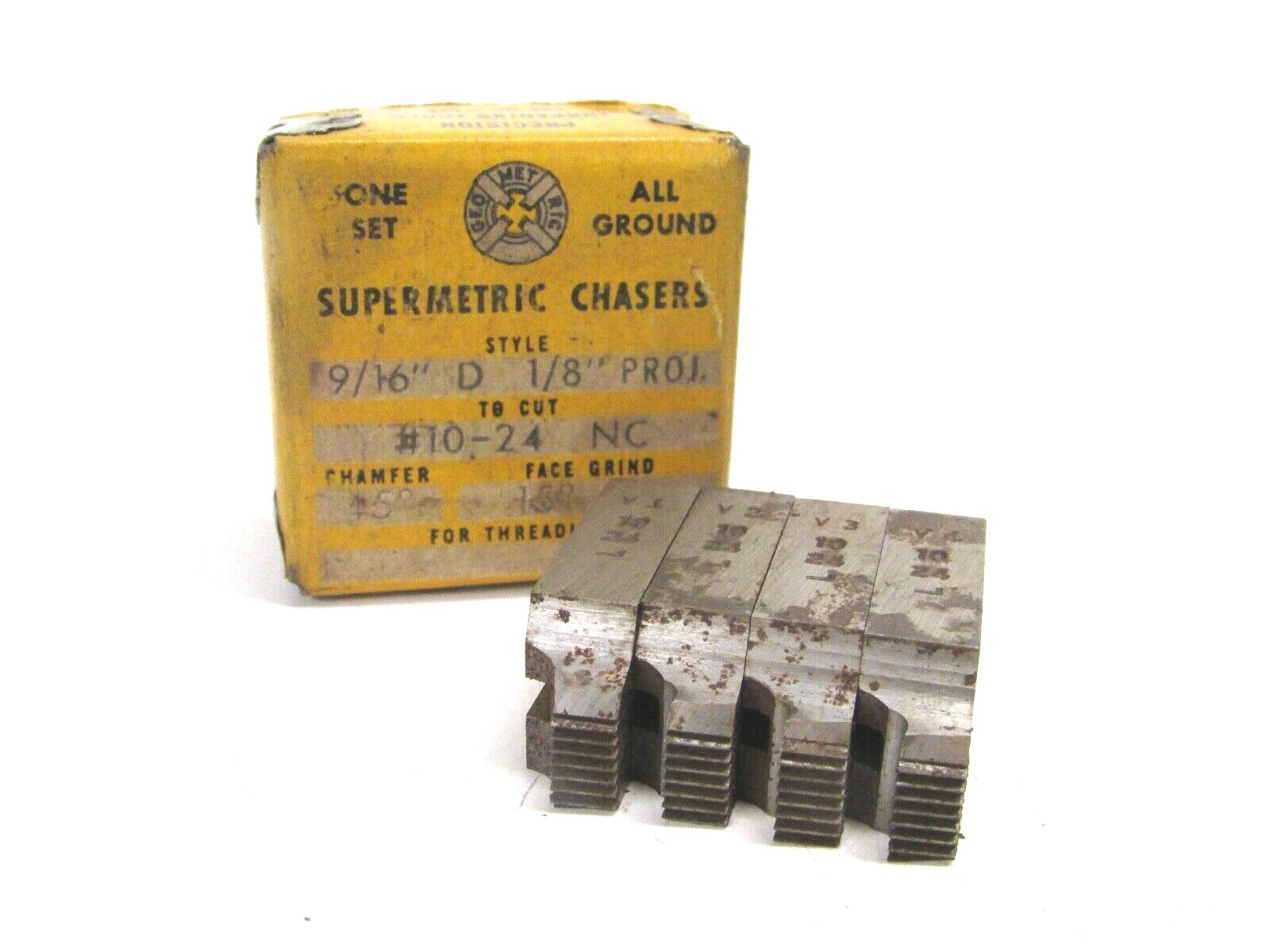 (4) GEOMETRIC INSERT CHASERS 9/16" DS 1/8" PRO, #10-24 NC, 15º HOOK 45º ...