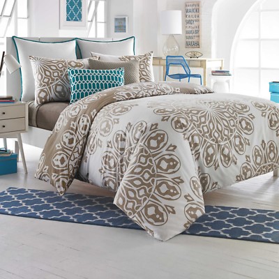STUDIO 3B Kyle Schuneman TWIN Duvet Cover Set, CYNDI, Taupe & White ...
