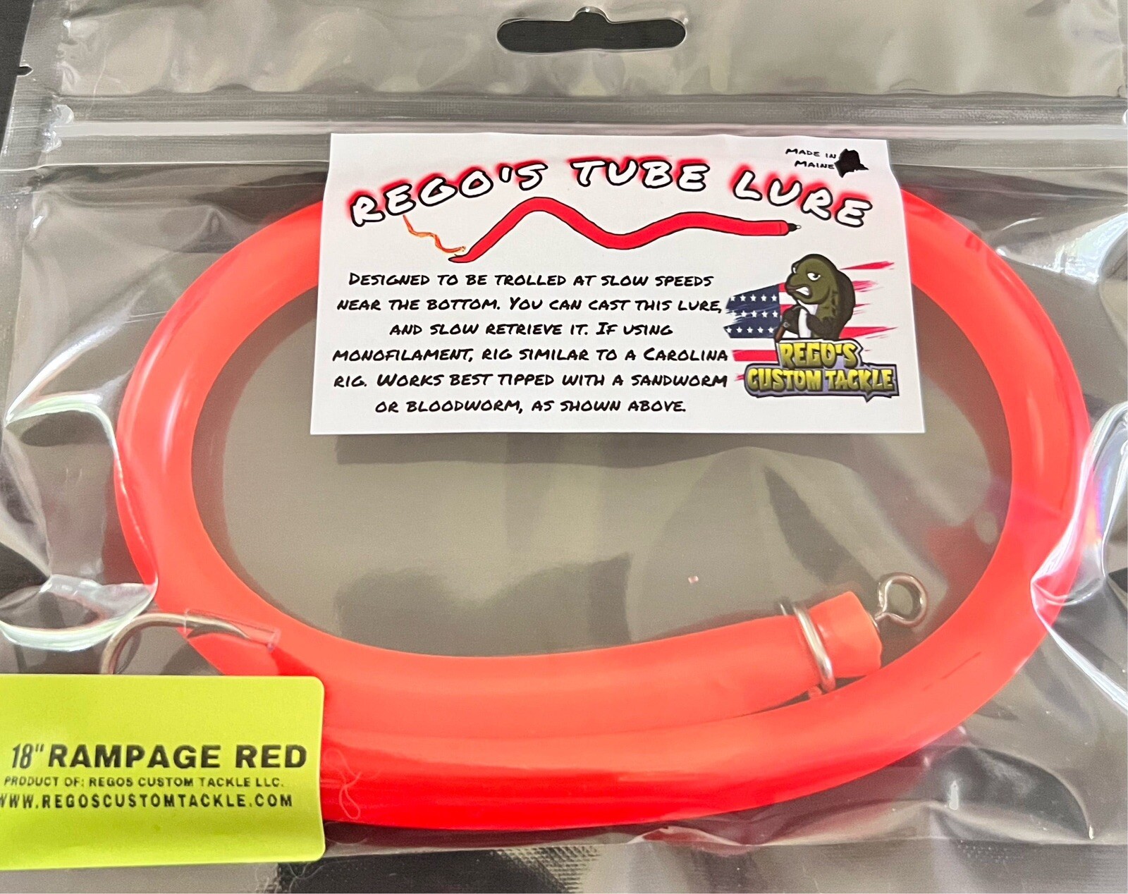 18” Rego Tube Lure striper Fishing Bait. Trolling Rig. Rampage Red | eBay