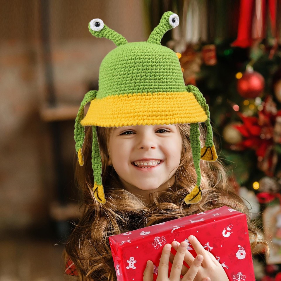 Clawsand Paws Cute Green Frog Earmuffs Knitted Beanie Crochet Hat, Froggy Lover | eBay