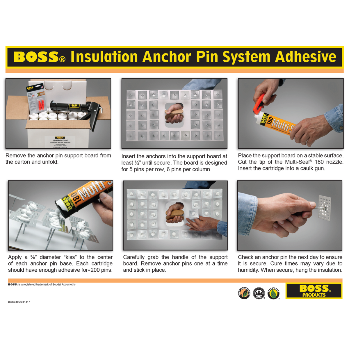 Boss 180 Anchor Pin System Adhesive Sound Acoustic Solutions