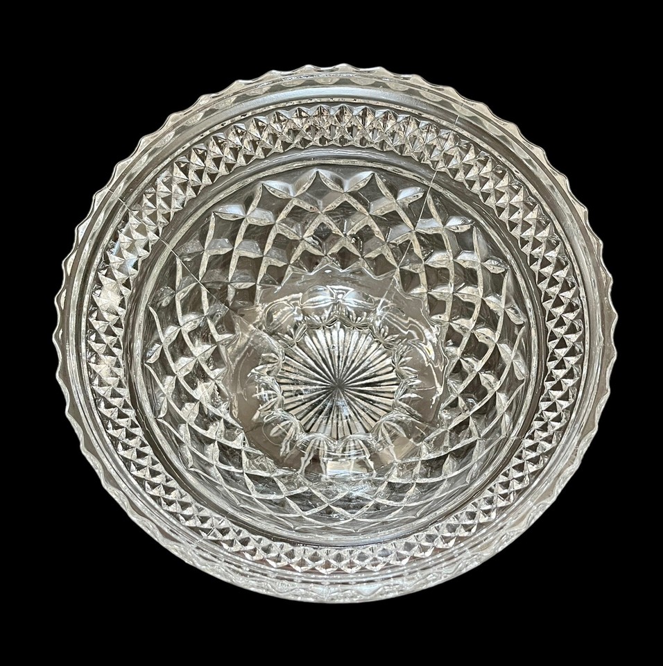 Anchor Hocking Wexford Diamond Point Clear Footed Crystal Candy Dish ...