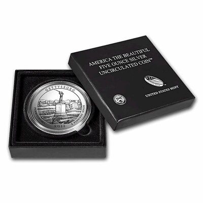 2011-P Gettysburg 5oz Silver ATB Coin, Original Mint Packaging COA ...