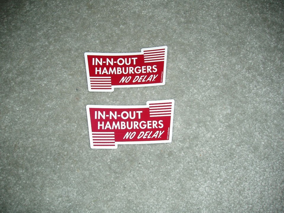 TWO IN N OUT BURGER STICKERS IN AND OUT HAMBURGERS NO DELAY | eBay