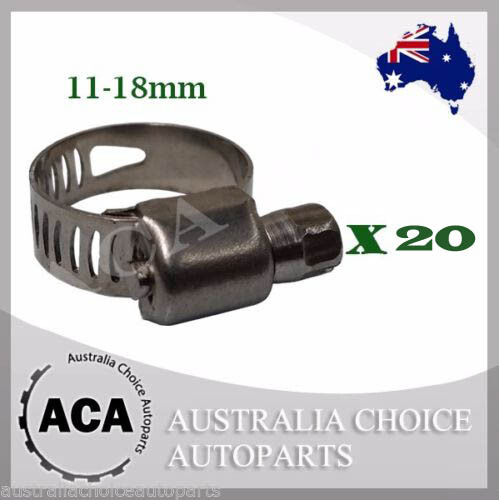20 x Stainless Steel Hose Clamp 11mm to 18mm Water Hose Tubing Pipe ...