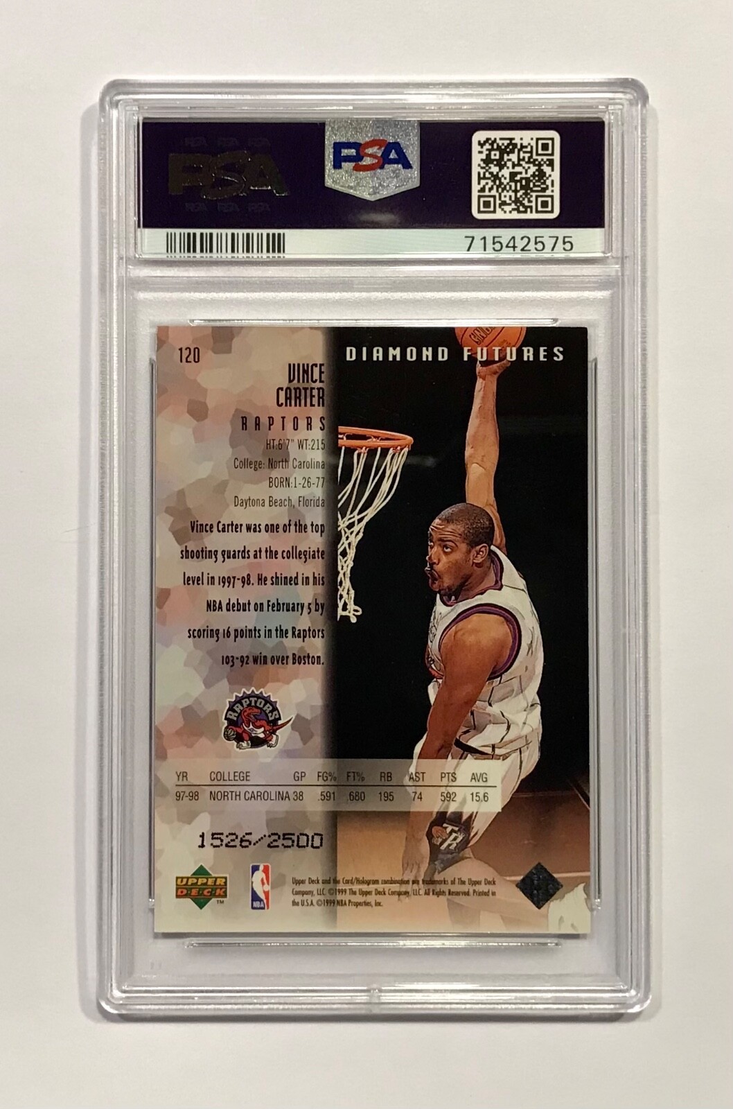 1998-99 Upper Deck Black Diamond - Diamond Futures Vince Carter #120 ...