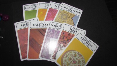 Game Pieces - 1972 Clue 9 Room Cards - Kitchen, Hall, Dining, Ballroom ...