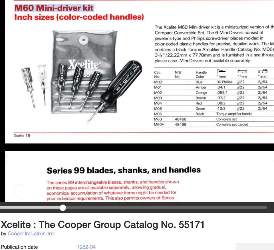 Vintage USA MADE XCELITE M-60 Jewelers Screwdriver Kit M60 Mini-driver ...