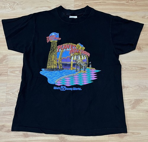VINTAGE WALT DISNEY WORLD PLANET HOLLYWOOD ALT COLORFUL GRAPHIC LOGO T ...