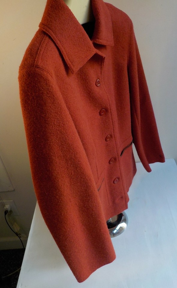 TALBOTS Women's Alpaca & Wool Blend Boiled Wool Jacket Rust SZ SMALL ...