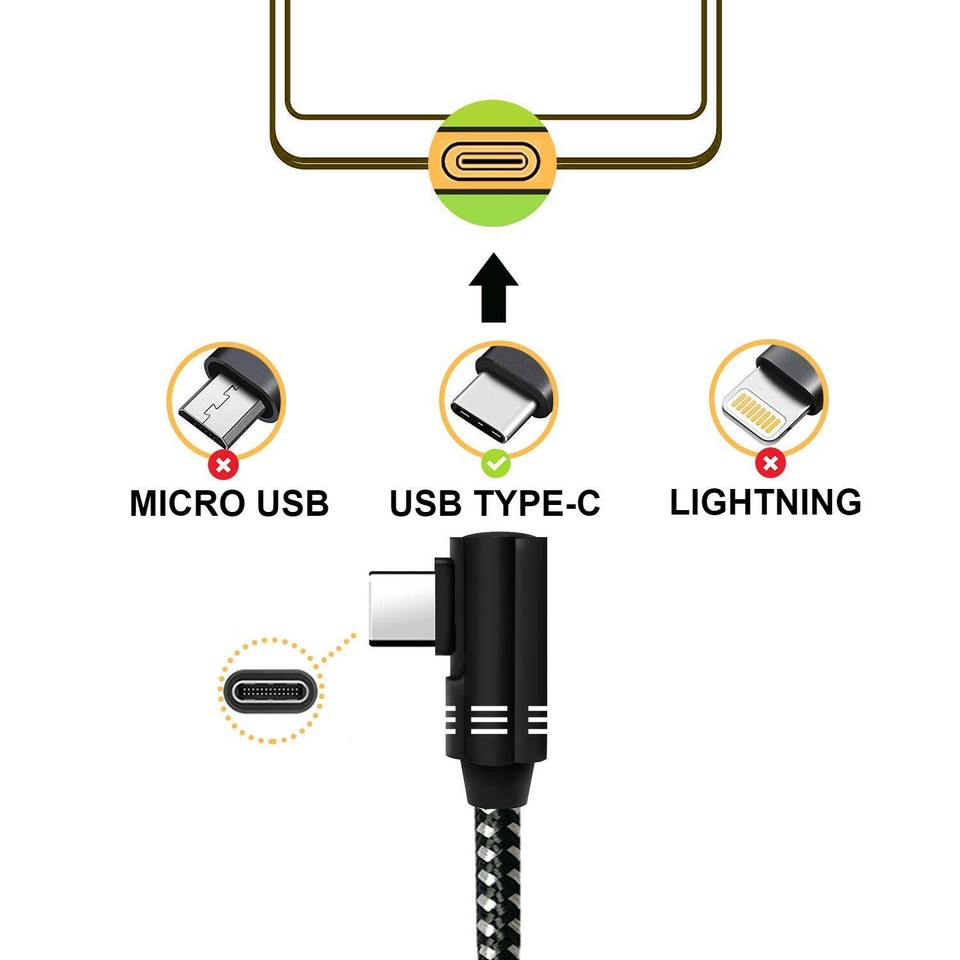 2 Pack USB-C Right Angle Fast Chargers High Speed Cables Heavy Duty ...