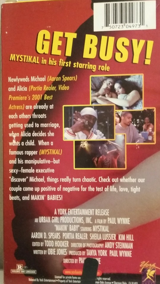 MAKIN' BABY VHS NTSC 2002 York Entertainment rapper comedy MYSTIKAL ...