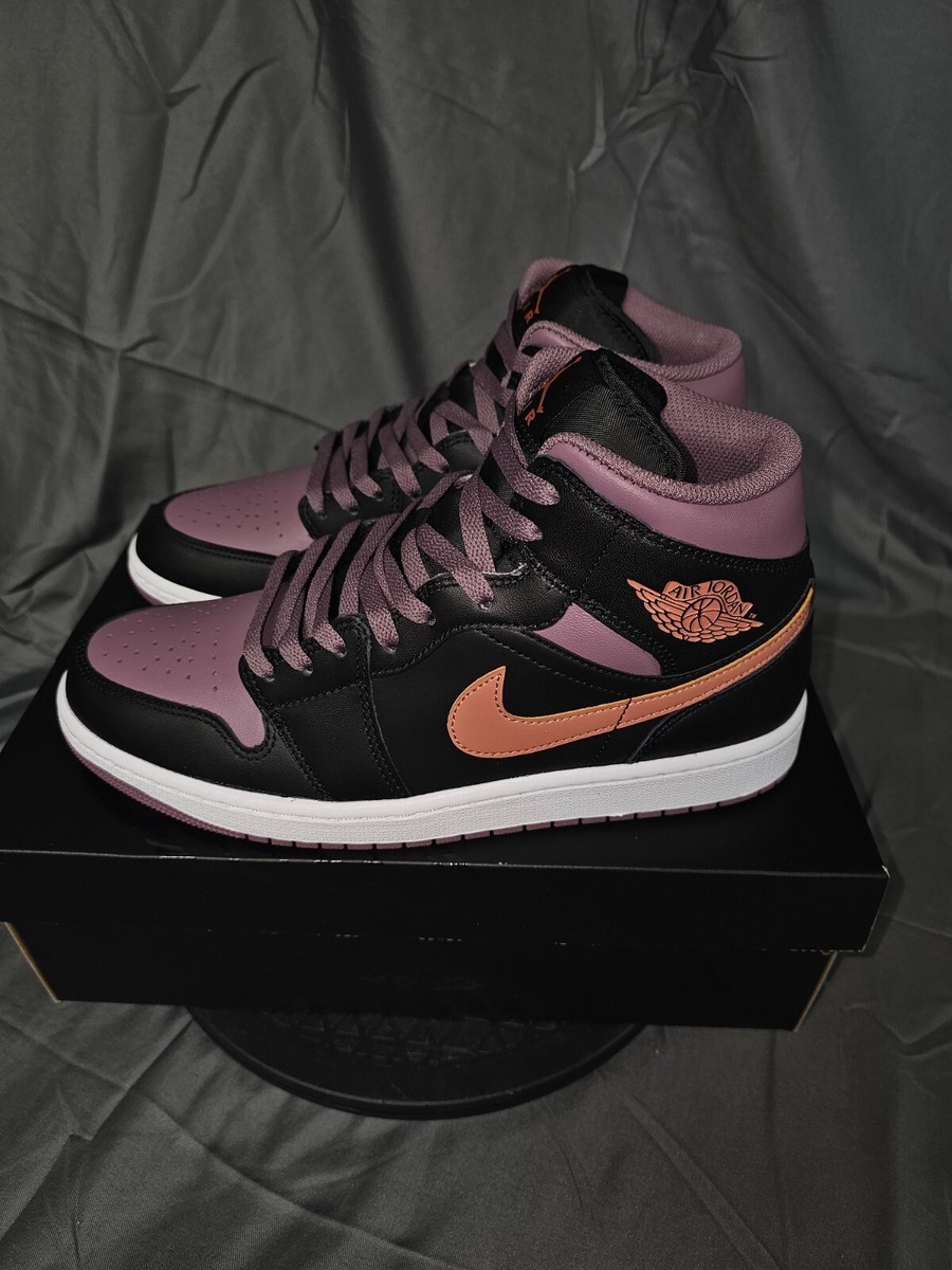 Nike Air Jordan 1 Mid Black/Sky Mauve/White/Sky J Orange Nike Air Jordan 1 Mid Black/Sky Mauve/White/Sky J Orange