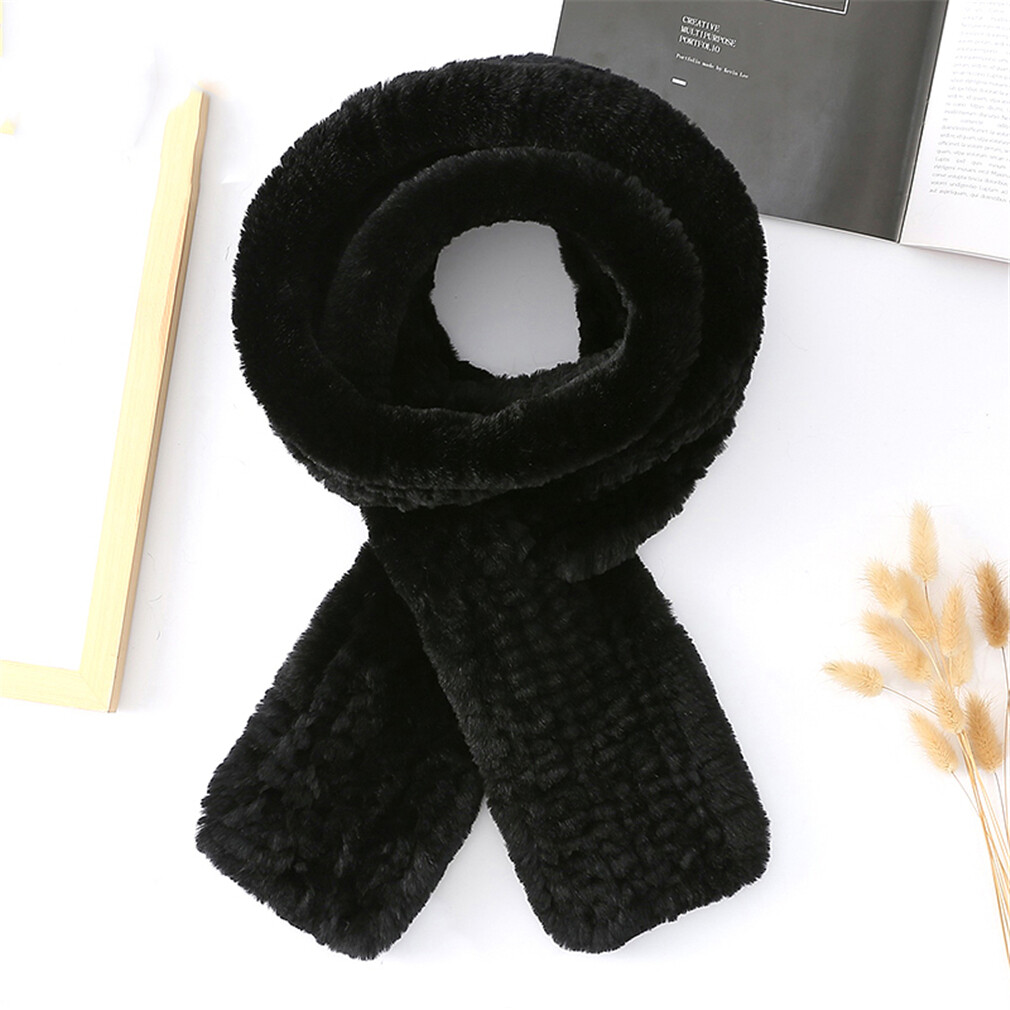 100% Real Rabbit Fur Scarf Thicken Winter Warm Collar Neck Warm Fashion ...