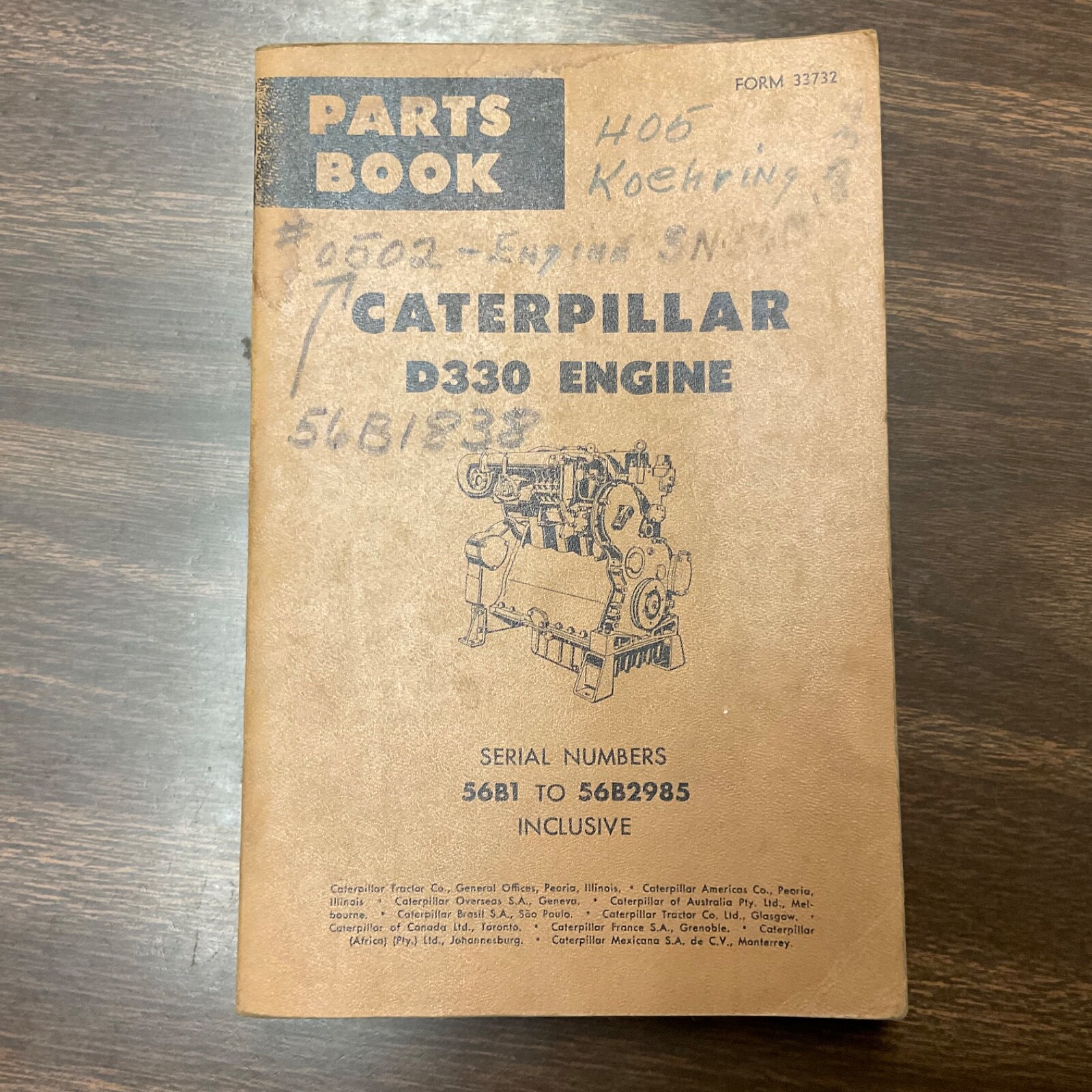 CAT Caterpillar D330 PARTS MANUAL BOOK CATALOG LIST ENGINE DIESEL sn ...