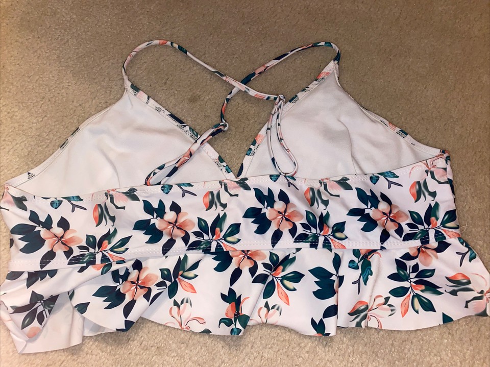 Women 3XL Plus Size Floral Bikini Swim Top Crisscross Back No Pads | eBay