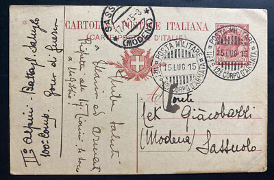 1915 Italy Military PO Postal Stationery Postcard Cover To Sassuolo | eBay