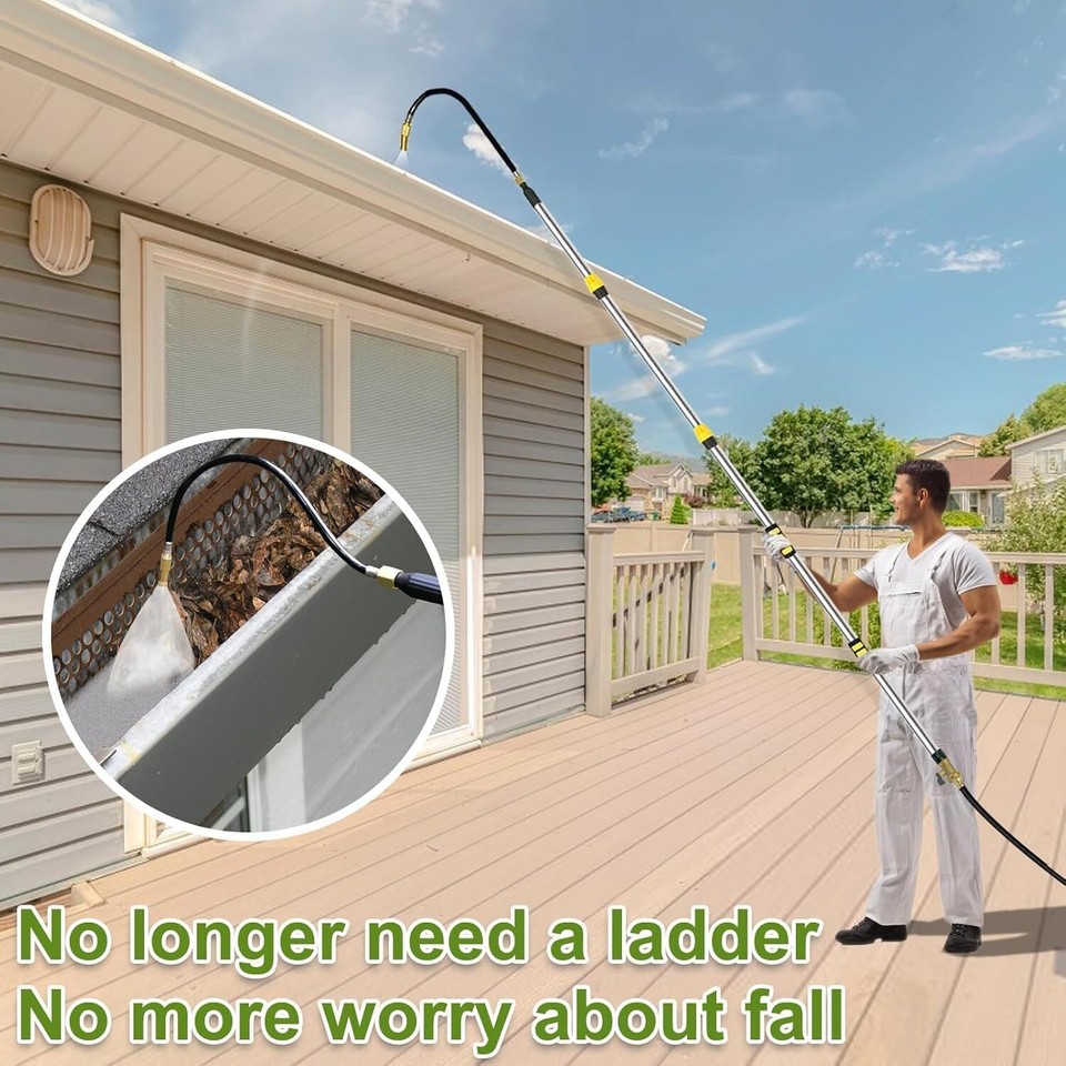 12FT Telescopic Gutter Cleaning Tools from the Ground, Reach Gutter ...