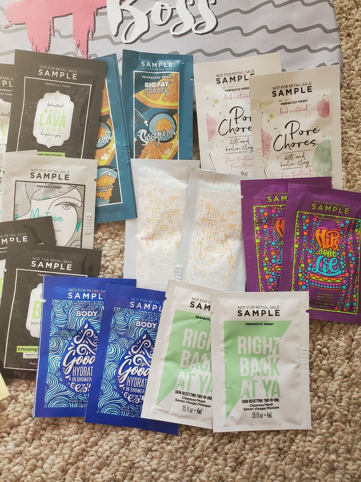 PERFECTLY POSH posh boss Cosmetic/money Bag With 20 SAMPLES Zipper ...