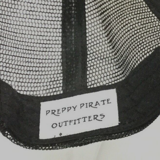 NEW PREPPY PIRATE HAT Tan & Black w/ Brown Leather Patch Adjustable ...