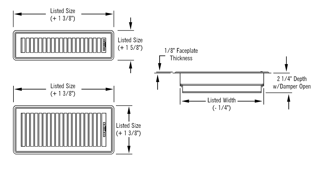 White Classic Stamped Steel Floor Registers - Multiple Sizes | eBay