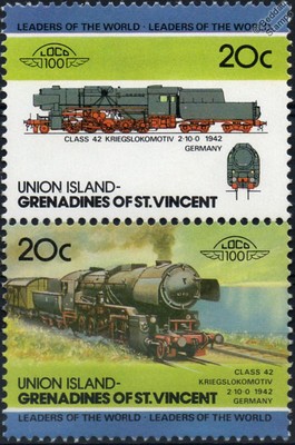 1942 DRB Class 42 Kriegslokomotiv 2-10-0 Germany Train Stamps / LOCO ...