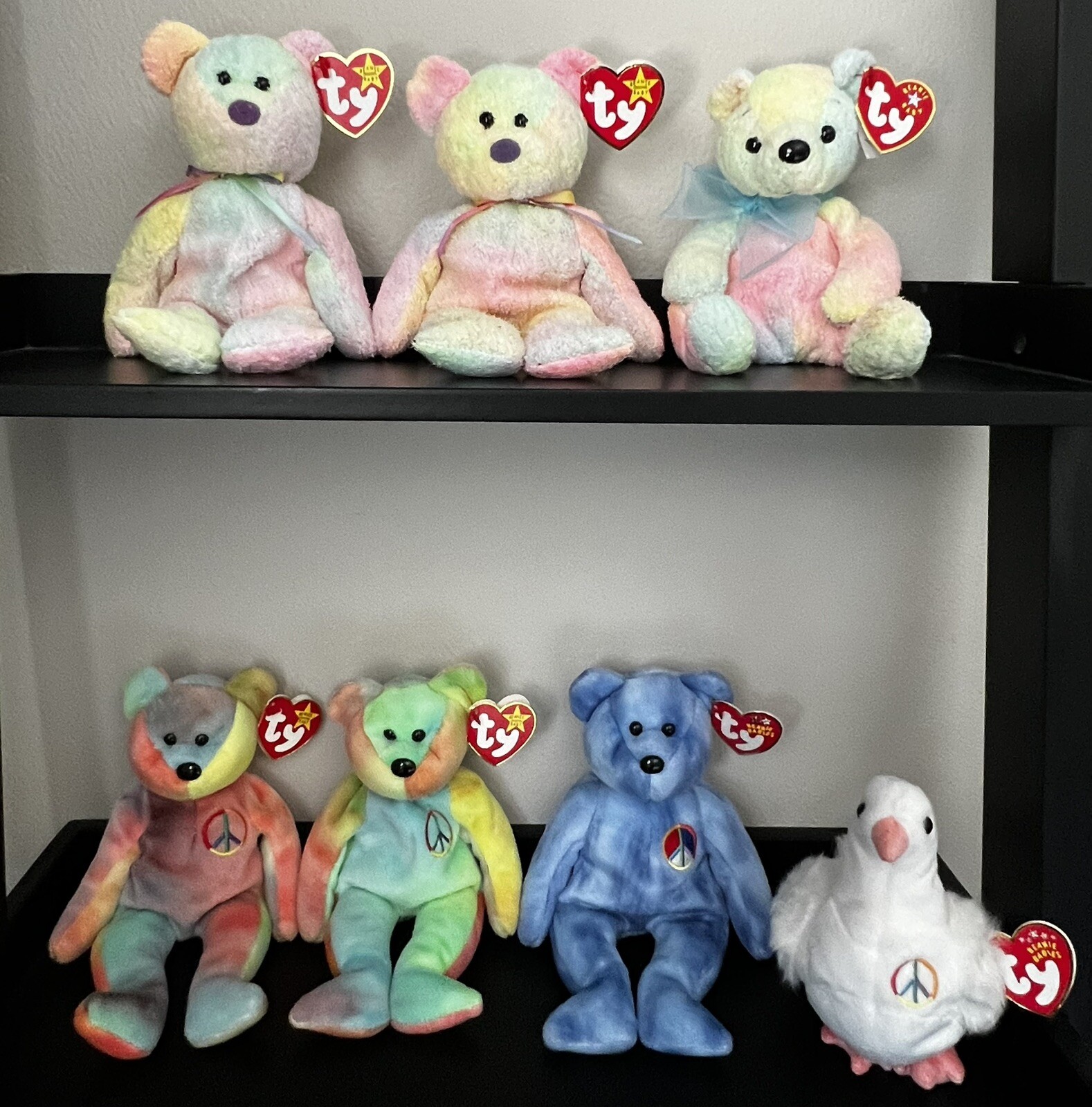 7 Ty BB -Bears 2 GROOVY-MELLOW-2 PEACE-10yr WORLD PEACE & SERENITY DOVE ...