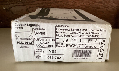 Cooper Lighting APEL LED 120/277vac two head emergency light | eBay